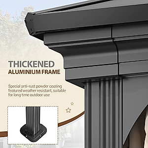 Flamaker Hardtop Gazebo Aluminum Frame Outdoor Gazebo with Privacy Curtains and Gauze Mesh Sunshade Pavilion Double Roof Canopy for Patio, Lawn, Deck, Poolside (Polyurethane Roof, 10' x 13')