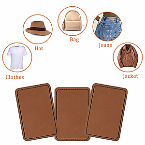 porffitoy Blank Leatherette Patches with Adhesive, 10 Pcs Leather hat Patches for Hats, Jackets, Backpacks (Brown)