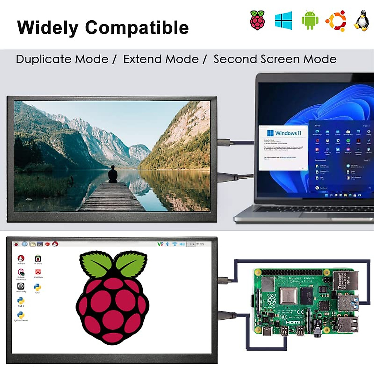 LESOWN 10 inch Monitor Touchscreen Small HDMI Portable Display 1024x600 IPS Computer 10.1 inch Secondary Screen Mini Monitors for Windows Mac Laptop PC