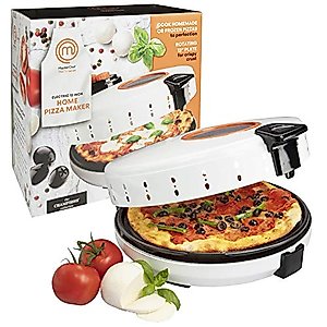 MasterChef Pizza Maker- Electric Rotating 12 Inch Non-stick Calzone Cooker -Countertop Indoor OutdoorTableTop Oven, Reheat Calzone, Quesadilla for Crisp Crust w Adjustable Temperature Control, Gift