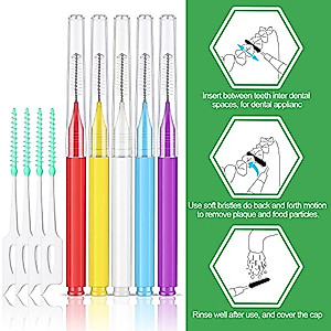 Zopeal 250 Pcs Interdental Brush for Braces Disposable Floss for Braces Dental Brush Floss Picks Dental Tooth Flossing Head Oral Hygiene Flosser Toothpick Soft Cleaning Tool (Stylish Color)