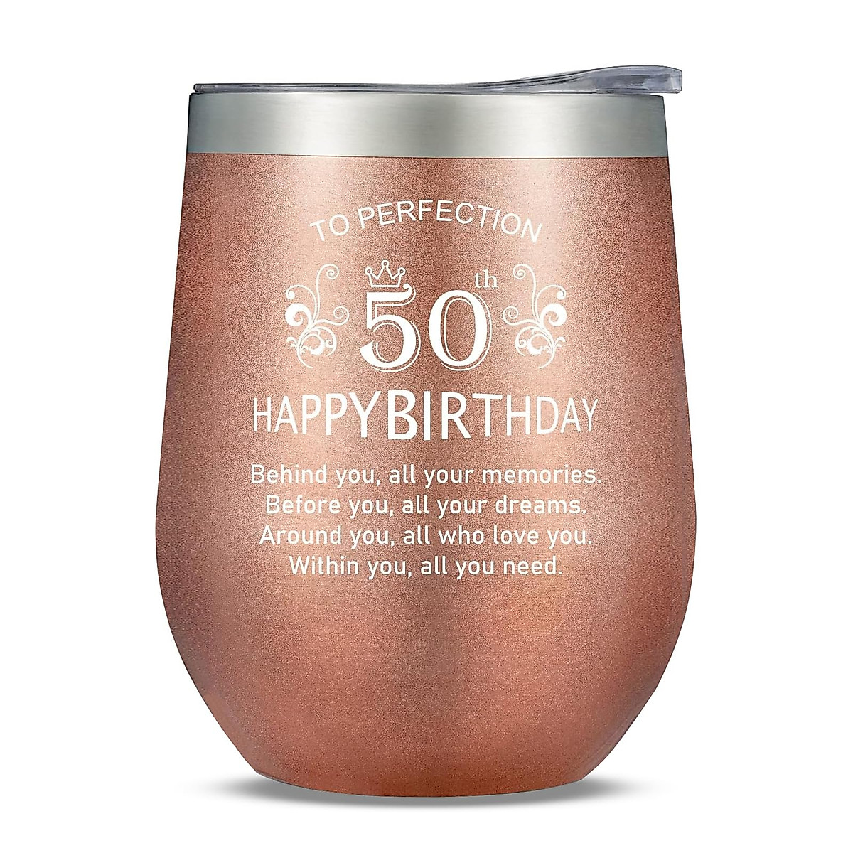 21st Birthday Gifts for Her, 2003 Happy 21st Birthday Decorations for Her, Women, Daughter, Friend, Sister Unique Turning 21 Gift Funny Gift Ideas for 21 Years Old - 12 Oz Wine Tumbler (Rose Gold)