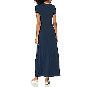 Amazon Essentials Women's Short-Sleeve Maxi Dress, Navy, Large