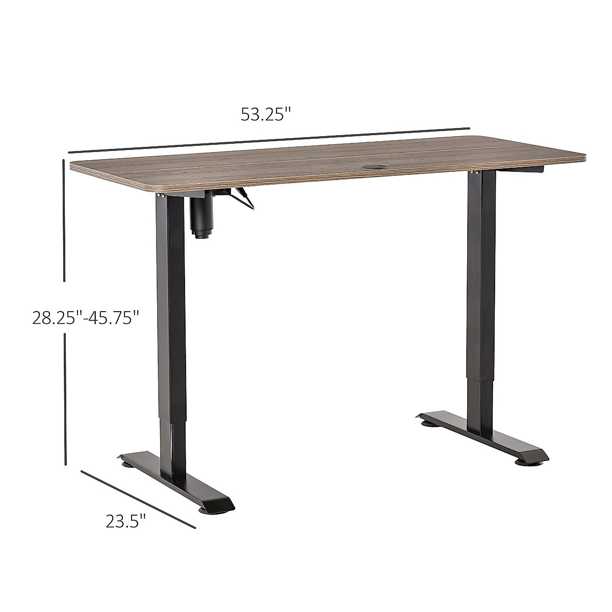 Vinsetto Electric Height Adjustable Standing Desk with 54" Desktop, Sit Stand Home Office Desk with Memory Button Control and Anti-Collision System, Teak/Black
