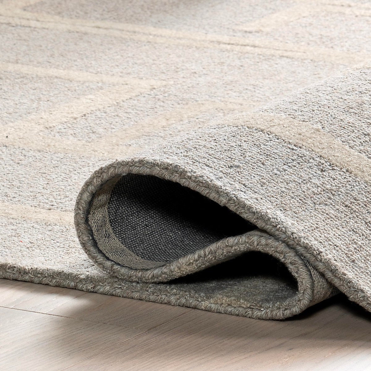 nuLOOM James Geometric 8x10 Wool Area Rug for Living Room Bedroom Dining Room Kitchen, Grey