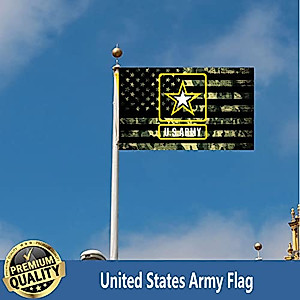US Army Camouflage Flag 3x5 Outdoor Made in USA- American United States Army Star Black Military Flags Heavy Duty Fade Resistant Banner for Outdoor Indoor Garage Wall