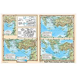 Paul's Journeys and Voyage to Rome - Bible Christian Wall Map Poster 36x24 Laminated