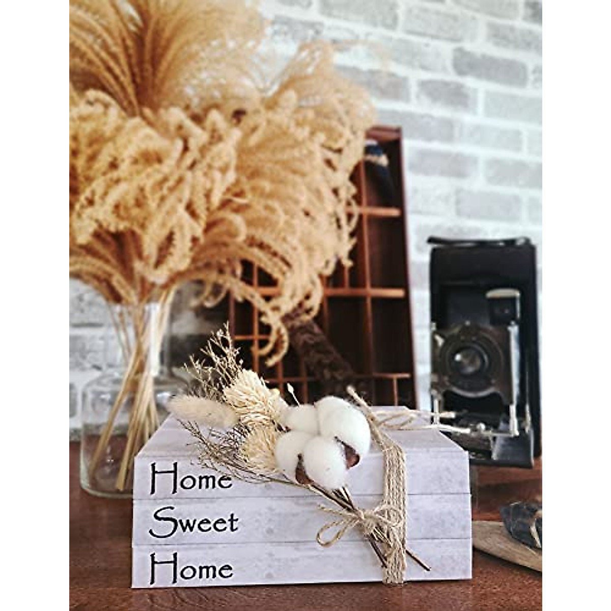 PMPX Decorative White Books, Secret Memory Box, 2 Hardcover Blank Journals Guest Book or Diary Home Sweet Home Rustic Farmhouse Décor Stacked Books for Wedding, Entry Way Table, Living Room Tables