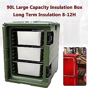 RISELY Insulated Food Pan Carrier, 90L Catering Insulated Hot Boxes with 3 Layer Isolation and 6 Pallet Design, 8-12H Heat Insulation, 360° Movement, for Canteen, Restaurant, Hotels