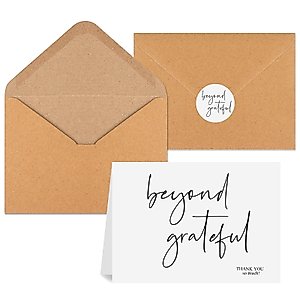 Joyberg Thank You Cards with Envelopes 34 Pcs, Beyond Grateful 3.5x5 Wedding Thank You Cards With Envelopes&Stickers, Blank Bridal Shower Thank You Cards, Thank You Cards With Envelopes Bulk
