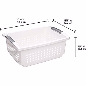 Sterilite 16648006 Stacking Plastic Basket, Large, White