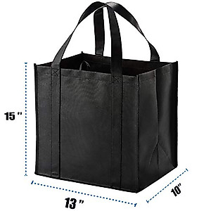 NERUB 10 Pack Reusable Reinforced Handle Grocery Bags - Heavy Duty Large Shopping Totes with Thick Plastic Bottom can hold 40 lbs