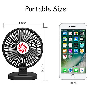 HZD USB Fan, Portable Quiet 3 Speeds Wind Desktop Personal Fan,Small But Powerful, Plug in Power Fan for Home Office Travel Bedroom Desktop (Black)