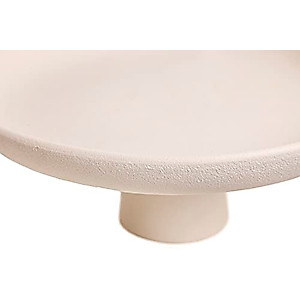 Large Off-White Ceramic Pedestal Decorative Bowl for kitchen decor. Style as a fruit bowl or as a showpiece for on your styled coffee table.