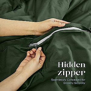 White Classic Avocado Dark Green Duvet Cover King Size Zipper Closure - Luxury Soft King Duvet Cover Set 3 Piece, 1 Duvet Cover 104x90 and 2 Pillow Shams | Comforter Not Included