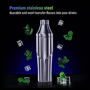 Lexenic 24oz Vacuum Insulated Cocktail Shaker - Perfect for Martini, Margarita - Leak-Proof Design and Built-in Strainer for Effortlessly Impressive Drinks - Premium Stainless Steel Drink Shaker
