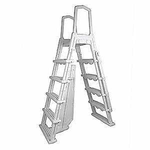 Aqua Select White Flip-Up A-Frame Ladder for Above Ground Swimming Pools 48-54" H