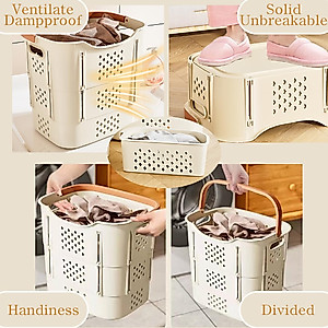 OptmAVth Collapsible Laundry Basket/Hamper, Foldable and Durable, Separater Basket, Room Storage and Organization, Begie