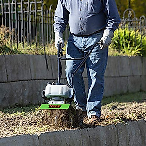 TAZZ 35351 Garden Cultivator, 33cc 2-Cycle Viper Engine, Gear Drive Transmission, Adjustable Height Wheels, Green