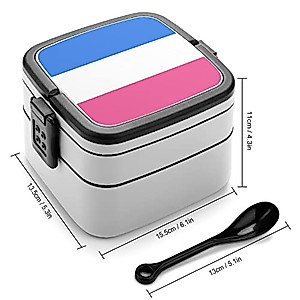 Proposed Separate Heterosexual Pride Flag Lunch Box Portable Double-Layer Bento Box Large Capacity Lunch Container Food Container with Spoon