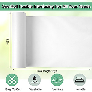 Phinus Fusible Interfacing for Sewing, Medium Weight White 11.8in X 15yd Iron on Interfacing, Fusible Fleece Interfacing for Sewing for Sewing Supplies and DIY Crafts Supplies