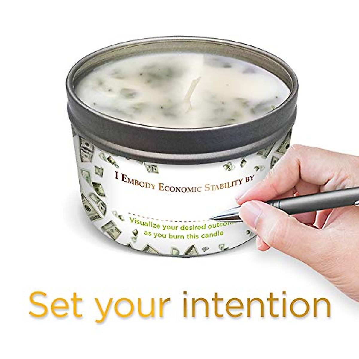 MAGNIFICENT 101 Money Aromatherapy Candle for Getting a Cash Flow Boost - Sage Cinnamon Scented Natural Soybean Wax Tin Candle for Purification and Chakra Healing