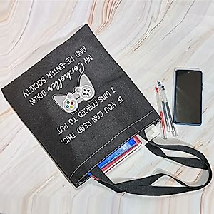 VAMSII Gamer Tote Bag Video Game Lover Gifts if You can Read This I was Forced to Put My Controller Down Bag Game Nerd Gifts (I was forced to put my Controller down)