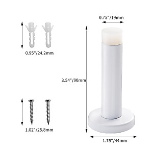 DOKU 10Pcs Door Stop, 3.5 Inch Heavy Duty 304 Stainless Steel Door Stopper with Rubber Tips Bumper, Wall Mounted Door Holder Protection Sound Dampening, White