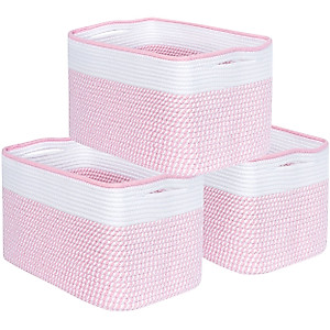 MINTWOOD Design 3-Pack Storage Baskets for Shelves, Decorative Baskets for Organizing, Woven Baskets for Storage, Book Basket, Cube Organizer, Cube Storage Bin Box, Closet Organizers, Light Pink