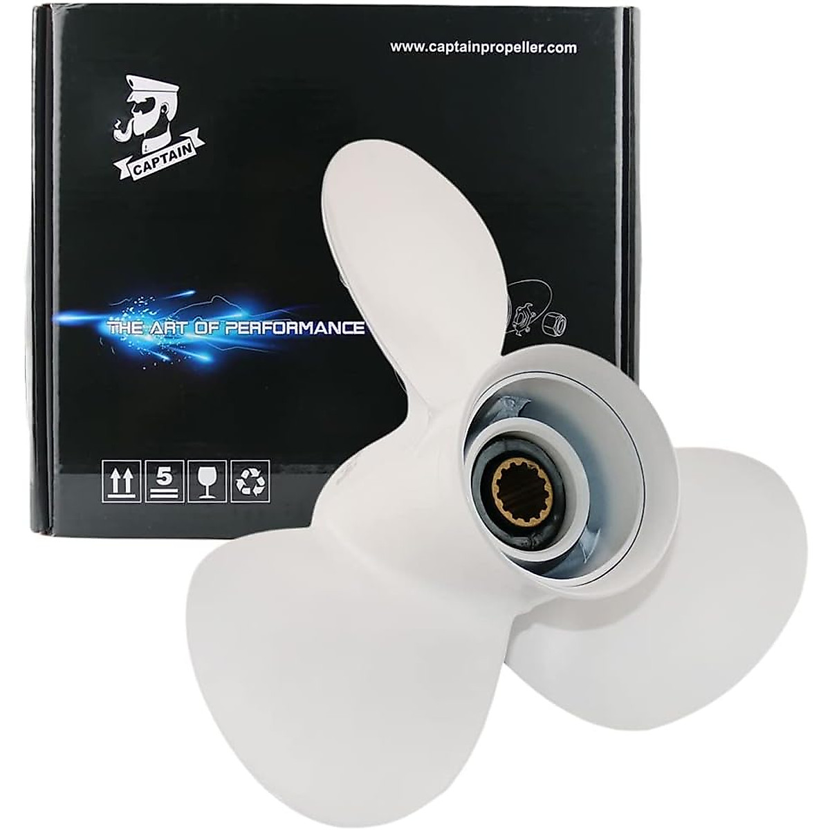 Boatman 10 5/8x12,10 3/8x13,10 3/8x14,10 1/4x14 Boat Propeller fit Yamaha Outboard Engine 20-60 Hp,13 Spline Tooth,RH