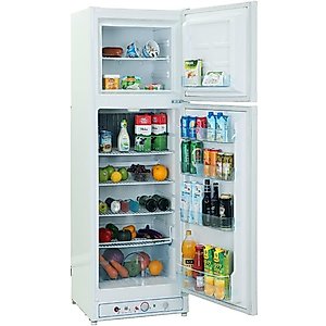 SMETA 110V/Gas Propane Refrigerator Fridge Up Freezer Propane Fridge Large Storage for Off Grid Garage Ready Refrigerator, 9.4 Cu.Ft, White