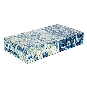 Handicrafts Home Handmade Indigo Pattern Decorative Box - Storage Organizer, Decor Centrepiece, Memory Keepsakes, Home Decor - Boho Style Treasure Box, Multipurpose Gift - 12x6x2