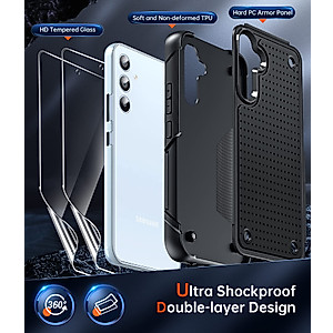 LeYi for Samsung Galaxy A54 5G Case, Samsung A54 5G Case with [2 Pack] Screen Protectors, Shockproof Heavy Duty Dual Layer Protective Hard PC Textured Back & Soft Bumper Case for Galaxy A 54 5G, Black