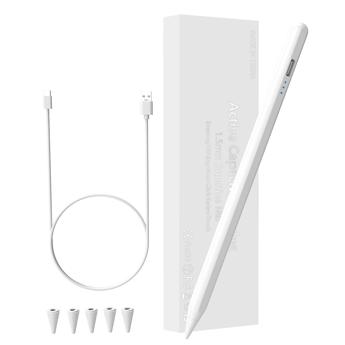 CC Store for iPad Pencil 10/9th Generation,Pen for iPad Stylus Compatible with iPad 2018~2022,for iPad 10/9/8/7/6th Gen,for Air Pro Mini 15 Mins Fast Charging,Palm Rejection & Tilt Sensitive(White)