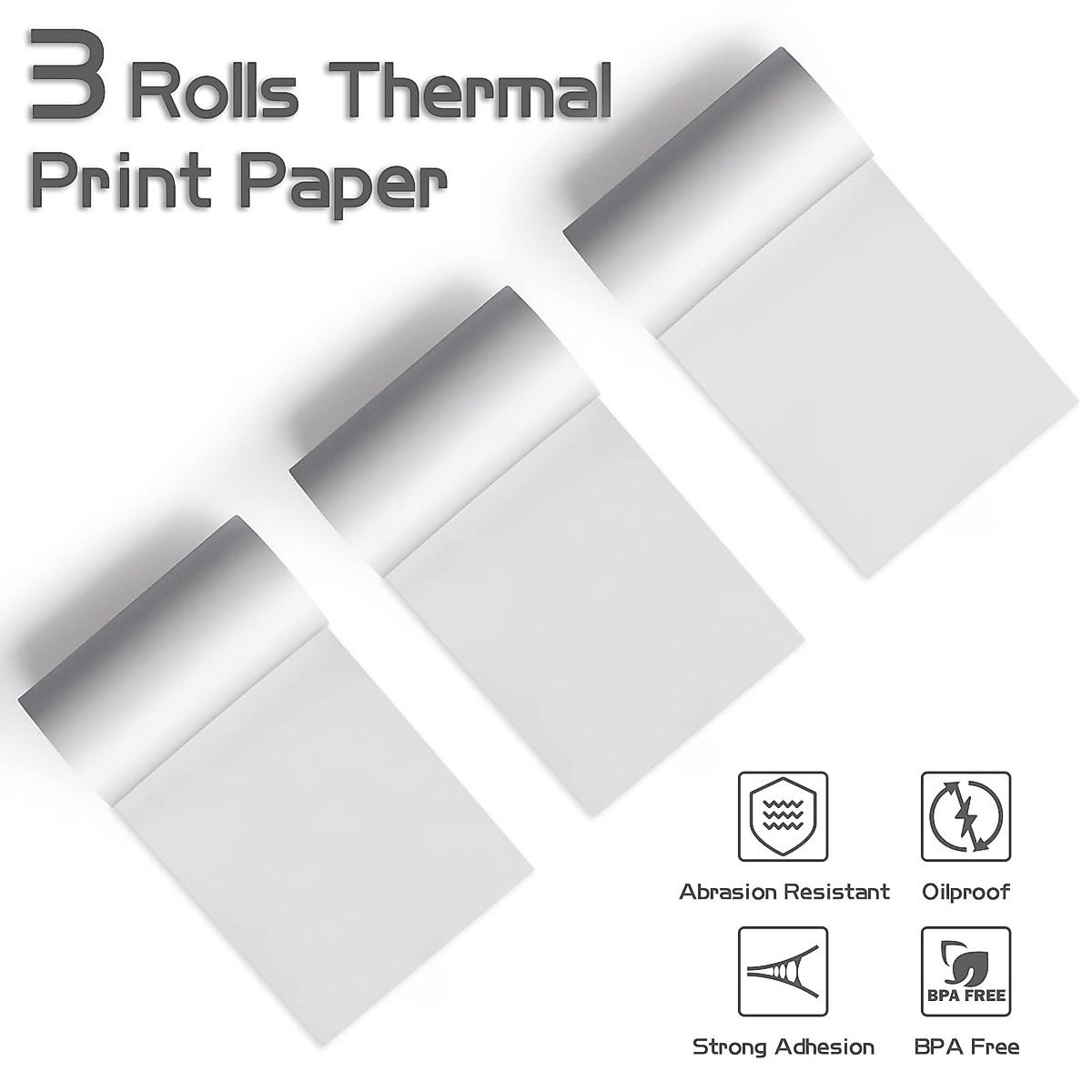 3 Rolls Refill Print Paper for Barchrons Instant Print Camera, Zero Ink Thermal Paper, Print Paper TP57A