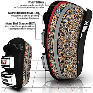 RDX Thai Pads for Kickboxing Muay Thai with Solid Handle Grip, Maya Hide Leather Curved Strike Shield for Boxing MMA Taekwondo Martial Arts, Training Combat Sports Knees Elbows Kicks Punches