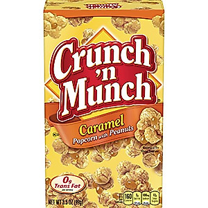 CRUNCH 'N MUNCH Caramel Popcorn with Peanuts, 3.5 oz. (Pack of 12)