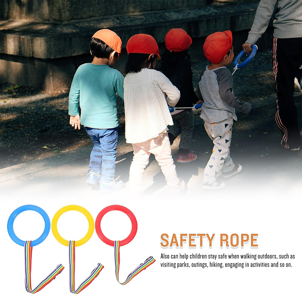 NUOBESTY 6pcs Walking Rope Kids Handles Safety Preschool Line Rope Extendable and Adjustable Handles Walking Rope for Toddlers