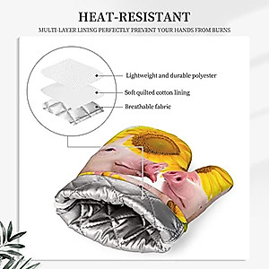 Funny Pig Oven Mitts and Pot Holders,Oven Gloves Potholders Hot Pads for Kitchen 2pcs,Washable Pot Holder,Heat Resistant Hot Pad Kitchen Decor Accessories for BBQ Cooking and Baking