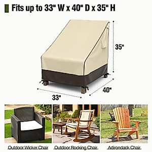 MR. COVER Patio Adirondack Chair Covers Waterproof, Outdoor Chair Covers for Rocking & Adirondack Chairs, Fits up to 33"W x 40"D x 35"H, Moisture-proof & UV-protection, Brown & Khaki