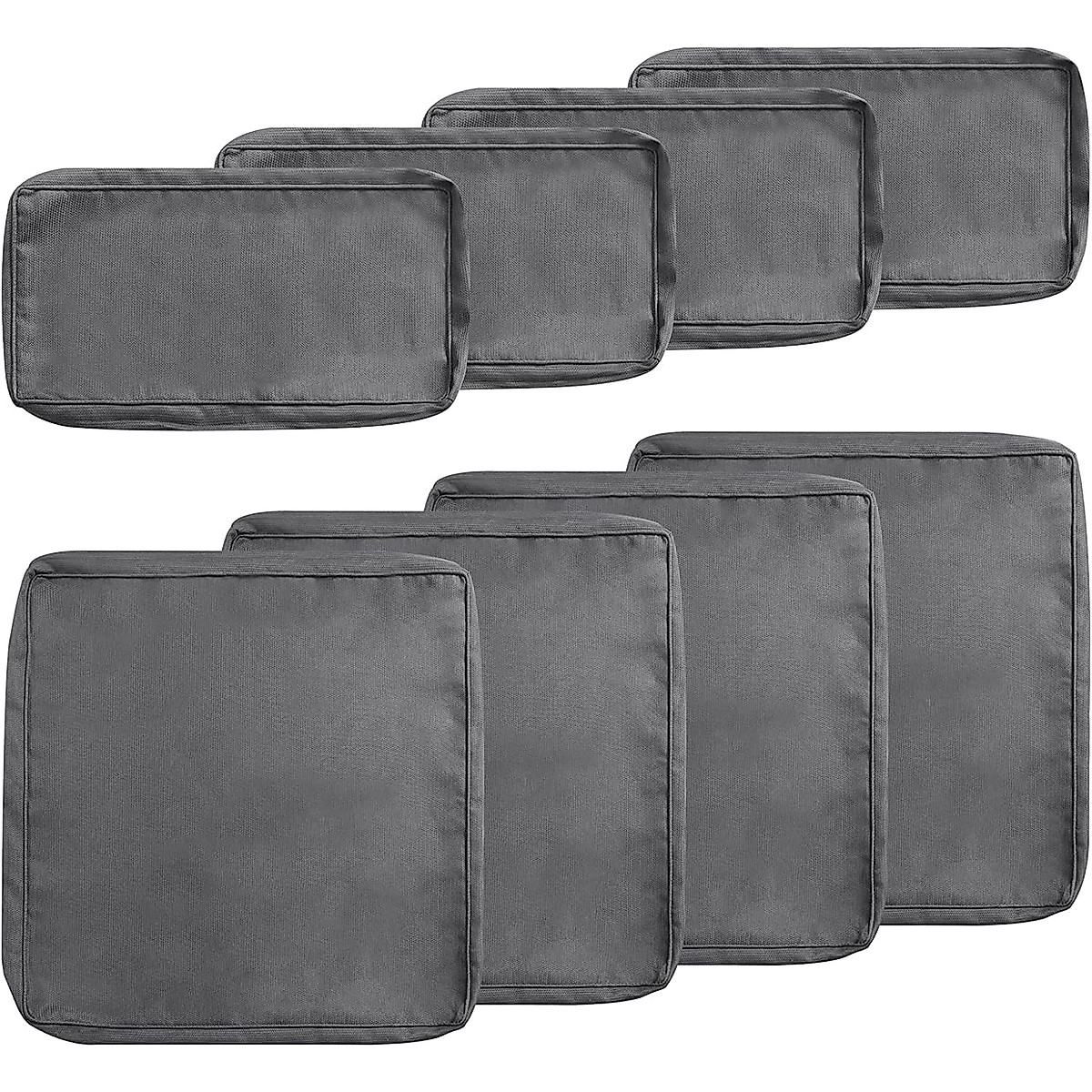Crownland 8-Piece Patio Cushion Slipcovers for Outdoor Furniture Patio Sofa Couch Outside Zipper Design with 4 Seat Cushion Covers and 4 Back Covers, Suitable for Replacement Sofa Seat (Grey)