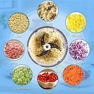 Electric Mini Garlic Chopper, Portable Food Processor, Vegetable Chopper Onion Mincer, Cordless Meat Grinder with USB Charging for Vegetable, Pepper, Onion, Baby Food, Seasoning, Nuts (BPA-Free)