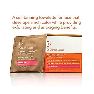 Dr. Dennis Gross Alpha Beta Glow Pad Intense Glow for Face: for Dull Skin Lacking Radiance & Glow, (20 Towelettes)