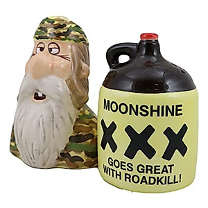 "Home Décor Accents" Moonshine Goes Great with Road Kill Redneck Hunter and Jug Salt Pepper Shakers - Home Accents 33-kl1-9896