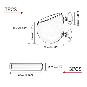 IAFVKAI 2pcs Aquarium Plant Cup Aquarium Decoration Aquatic Plant Pot with Suction Cups for Fish Tank Plant and 3-Tube Fish Shrimp Feeder Glass Breeding Tube