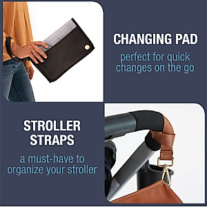 CleverMade Diaper Bag Backpack with Changing Pad & Stroller Straps - Stylish Unisex Maternity Back Pack Bags for Newborn Baby Essentials, Black