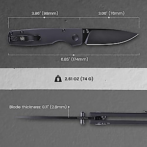 Kizer Original Folding Pocket Knife with Clip, Black Aluminum Handle EDC Knife, 3 Inch154CM Steel Blade Knife, V3605E1