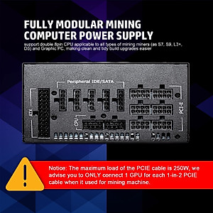 BITEO 2000W Fully Modular Power Supply APFC PC ATX Power BITEO PSU with Auto-Thermally Controlled Fan110V-240V Power Supply