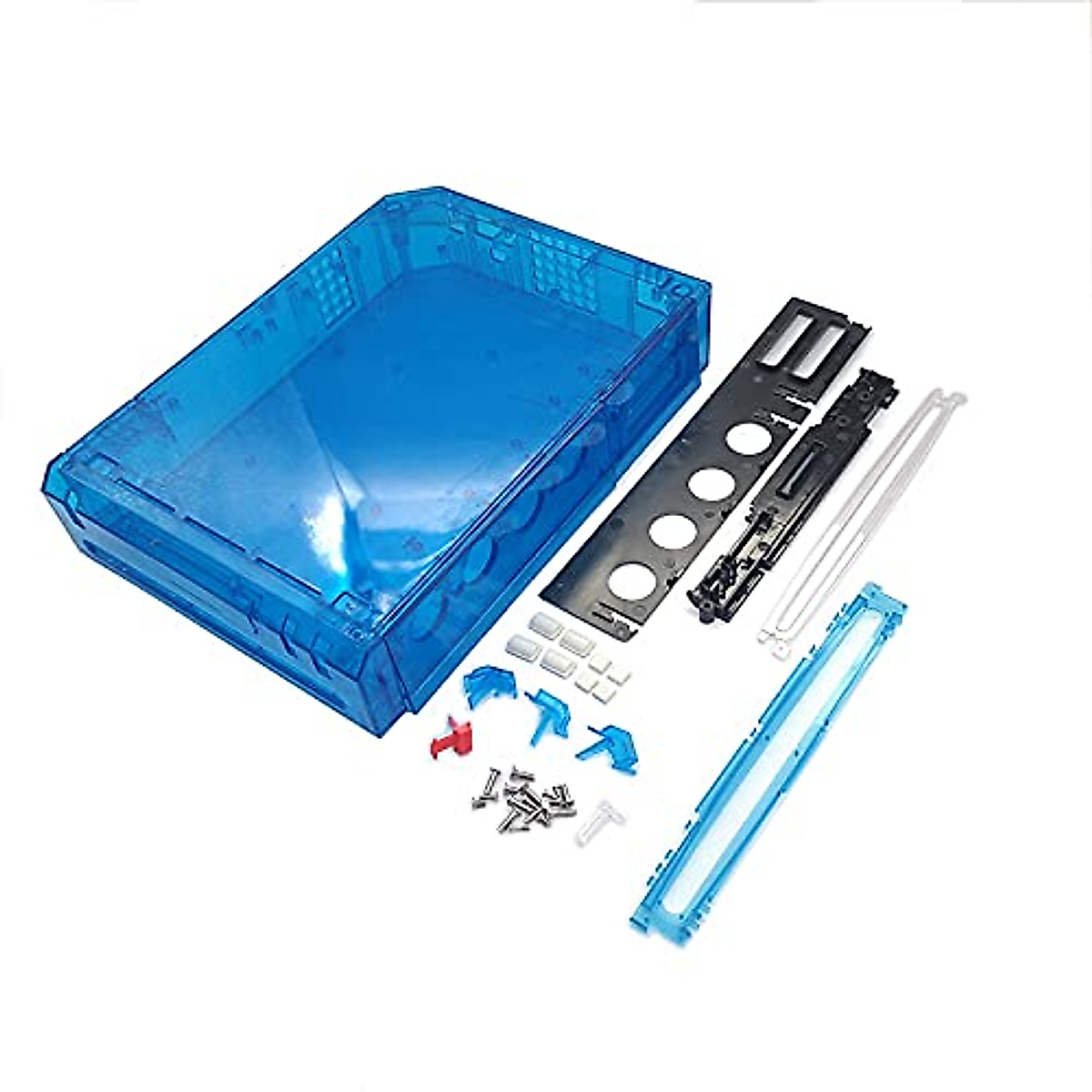 New Replacement Full Housing Shell Cover Case with Buttons Sticker Accessories for Wii Console-Transparent Blue