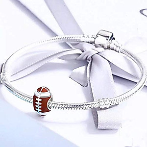 Sport Charm Fit 3mm Bracelets & Bangles Necklace Authentic 925 Sterling Silver Charm Athletic Sports Charm (Rugby charm)